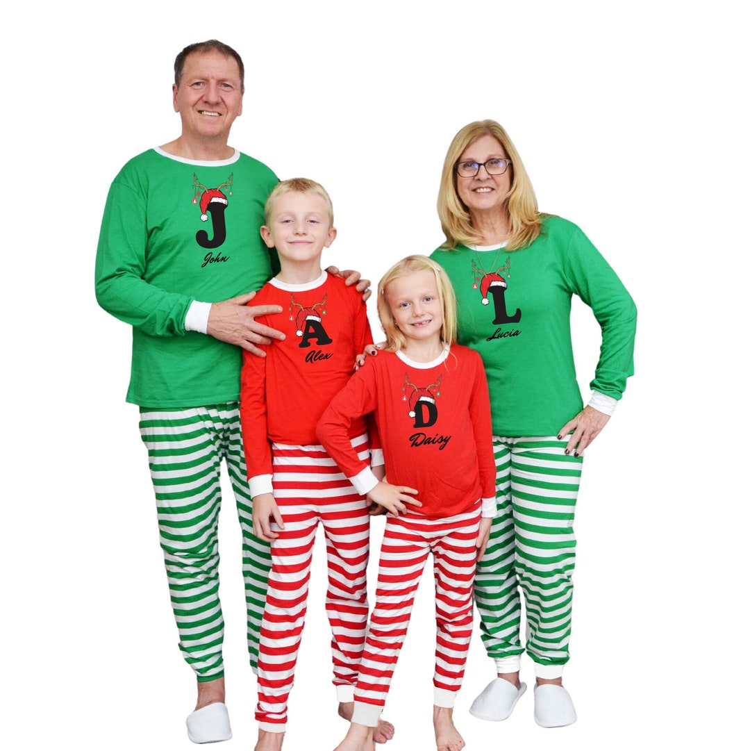 Custom Name Pajama Set Personalized Christmas Pajamas Custom Initial ...