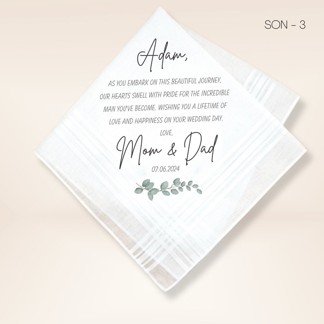 Groom Wedding Handkerchief From Parents- Wedding Gift for Groom ...