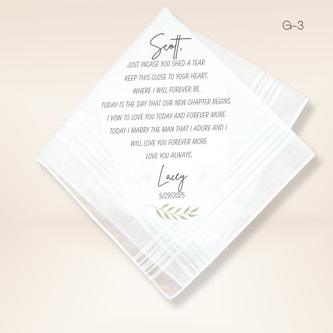Husband Wedding Handkerchief- Wedding Gift for Groom From Bride ...