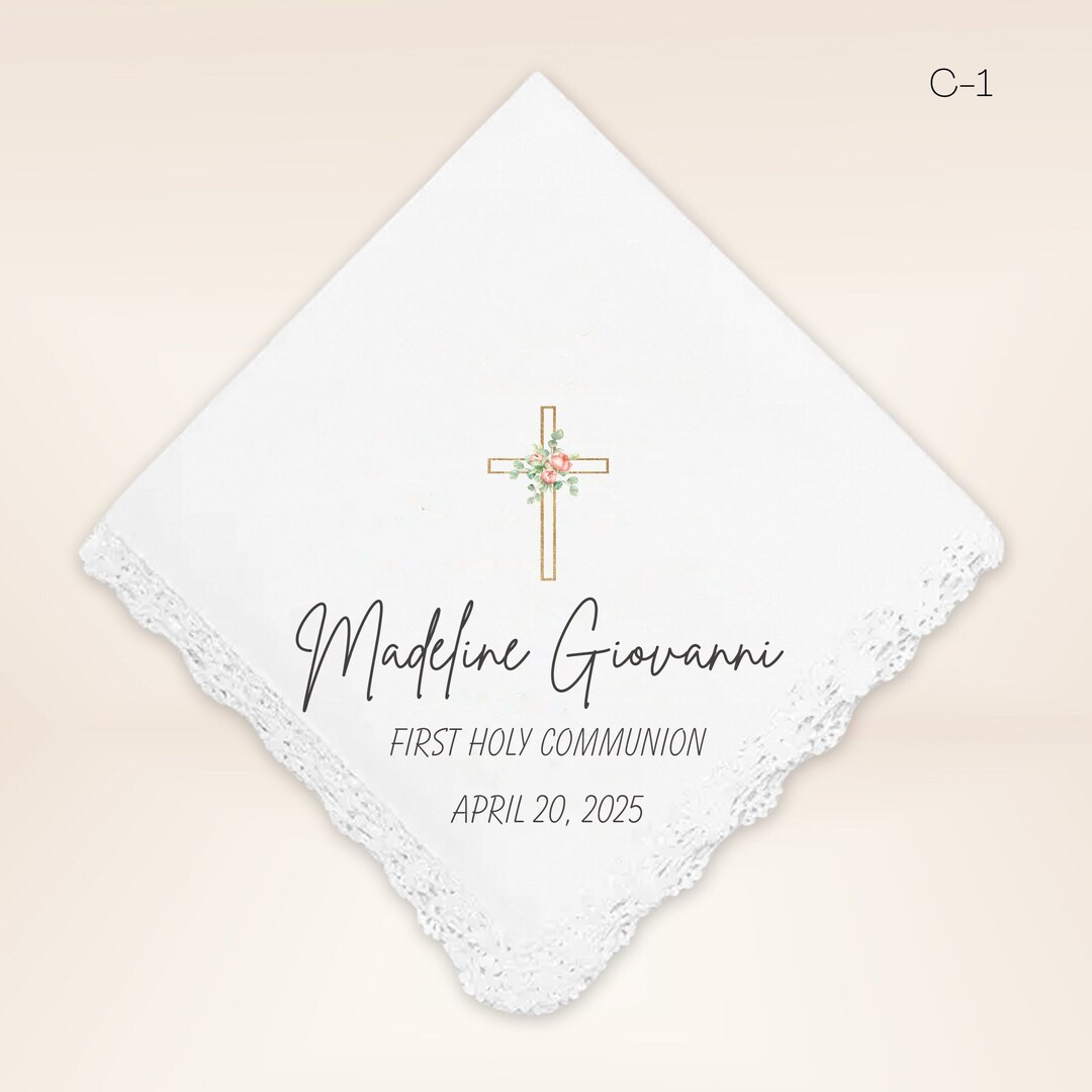 Personalized First Communion Handkerchief – Keepsake Gift - Etsy