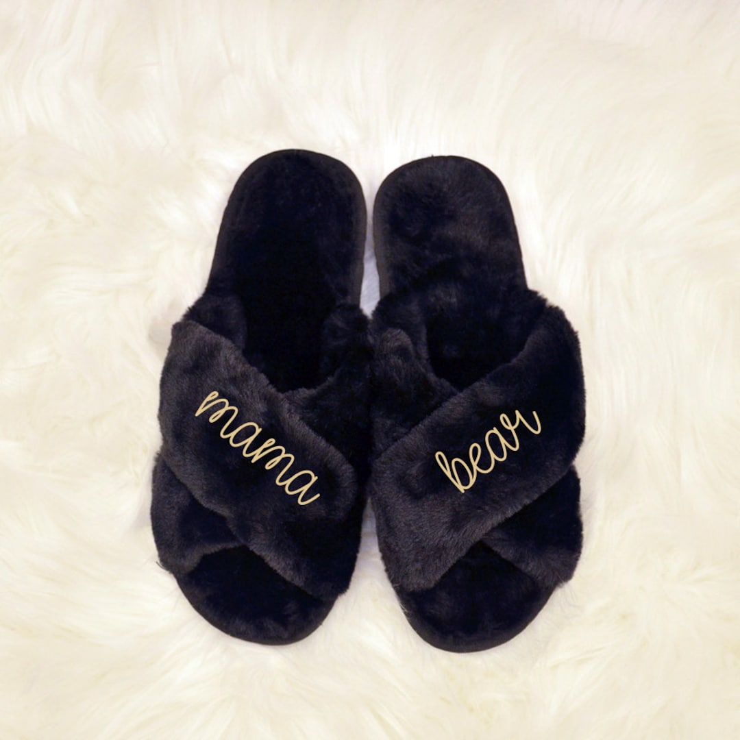 Personalized Mama Bear Fluffy Slipper - Mother's Day Gift - Custom ...