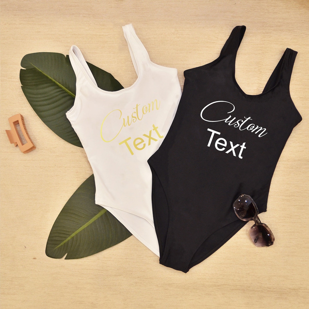 Custom Text One-piece Swimsuit – Bachelorette Party Swimsuits - Etsy