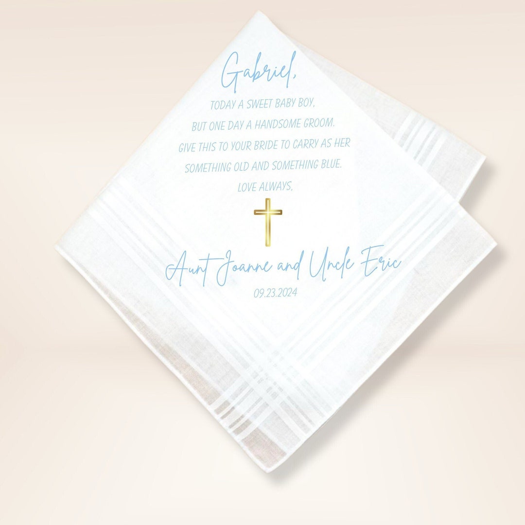Boys Baptism Handkerchief - Baptism Gift - Baptism Handkerchief ...