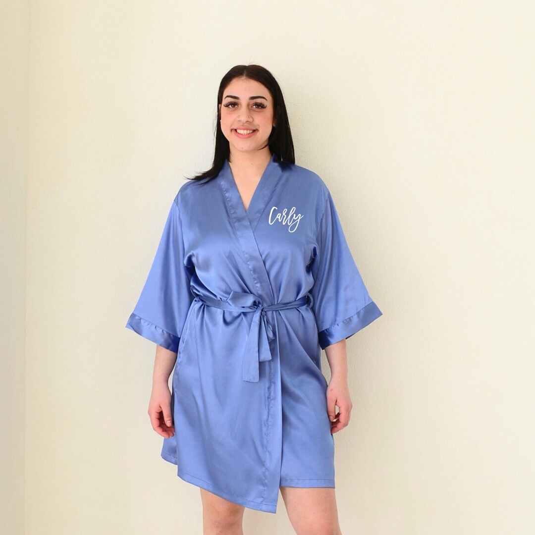Dusty Blue Bridesmaid Robes - Silk Bridesmaid Robe - Dusty Blue Satin ...
