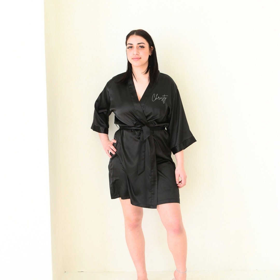 Black Bridesmaid Robes - Silk Bridesmaid Robe - Black Satin Robes ...