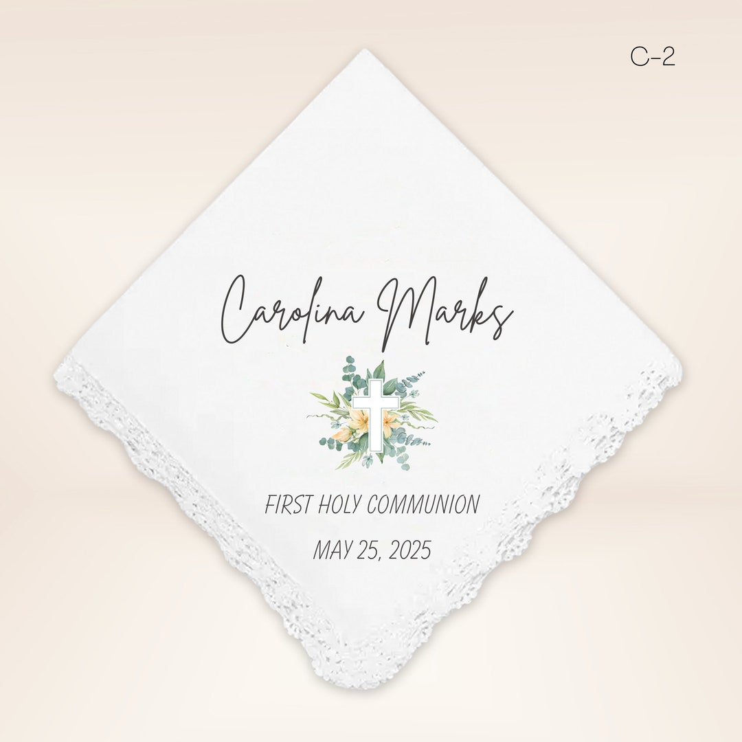 First Communion Handkerchief - Personalized Handkerchief - Communion ...