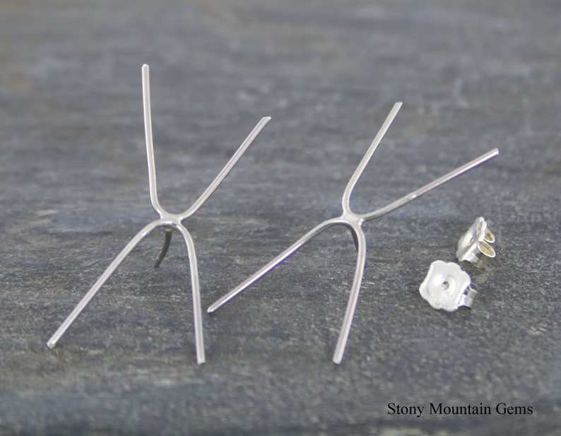 Earring Setting Sterling Silver 4 Prong 20 Gauge Wire Claw - Etsy