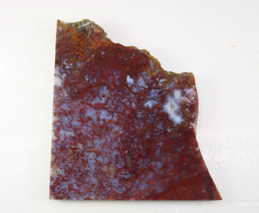 Lapidary Rough Red Moss Agate Rough Slab, Unpolished Moss Agate Stone ...