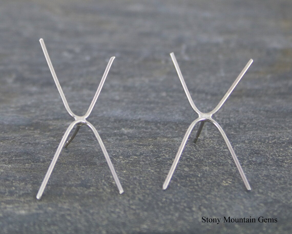 Earring Setting Sterling Silver 4 Prong 20 Gauge Wire Claw - Etsy