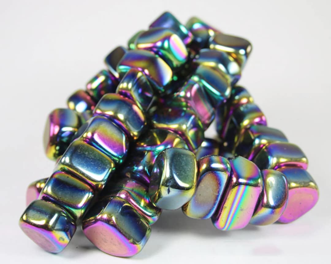 Rainbow Hematite Magnetic Tumbled Stones, THREE Magnets, Party Favors ...