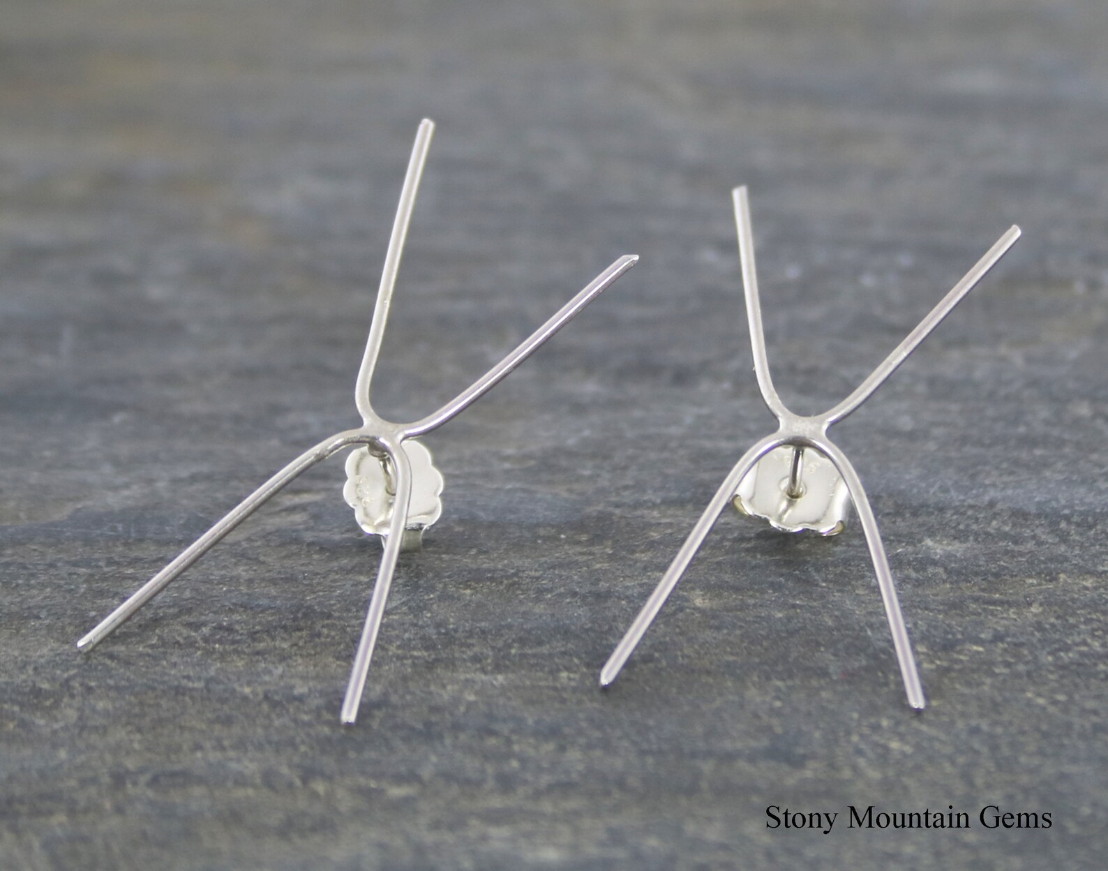 Earring Setting Sterling Silver 4 Prong 20 Gauge Wire Claw - Etsy