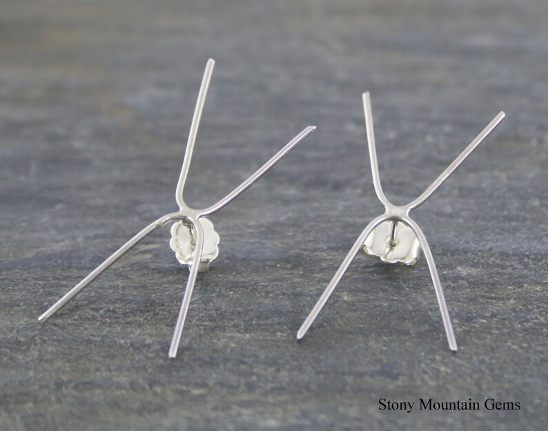 Earring Setting Sterling Silver 4 Prong 20 Gauge Wire Claw - Etsy