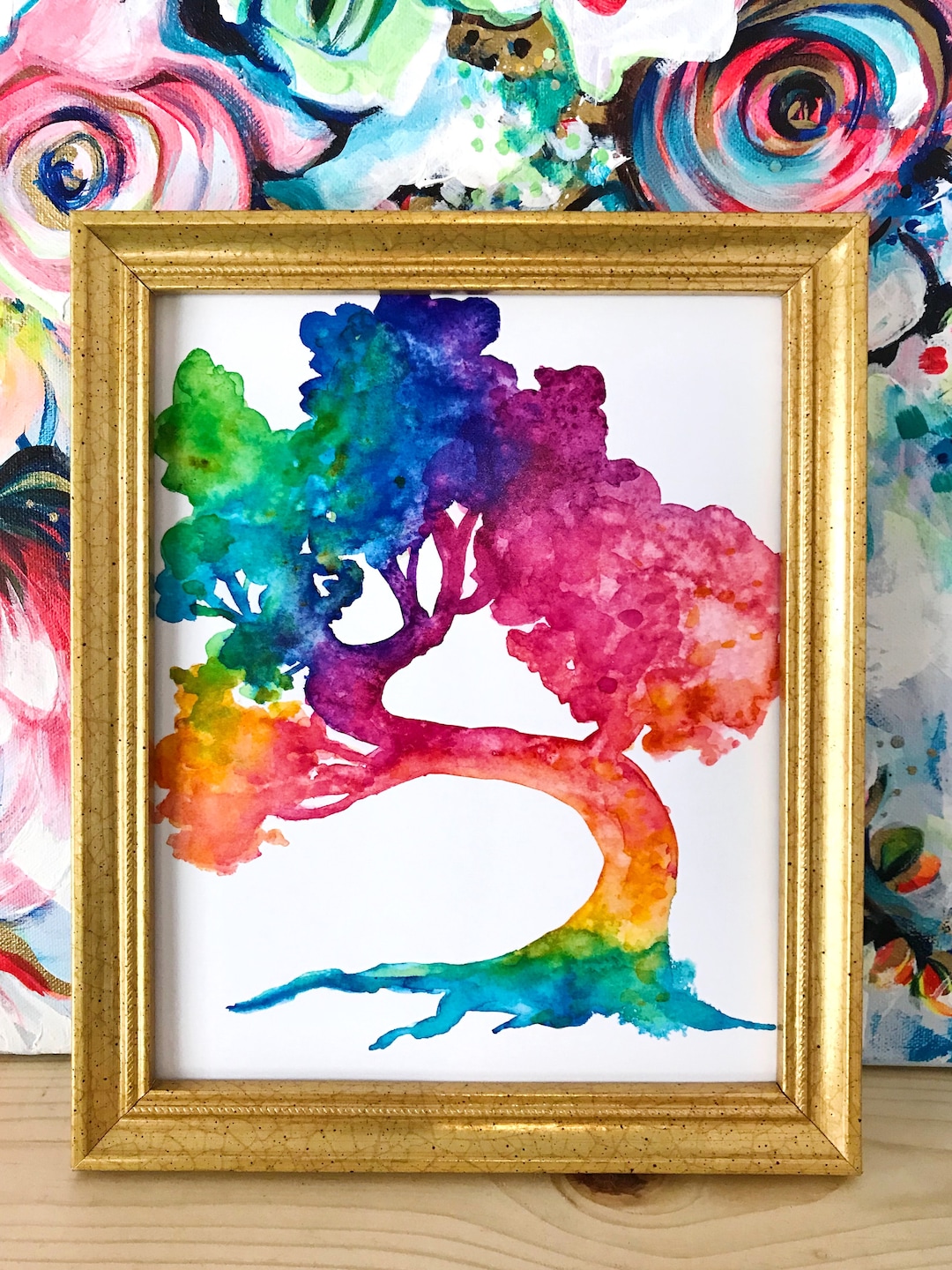 Rainbow Watercolor Tree Art Print DIGITAL DOWNLOAD, Wall Art Rainbow ...