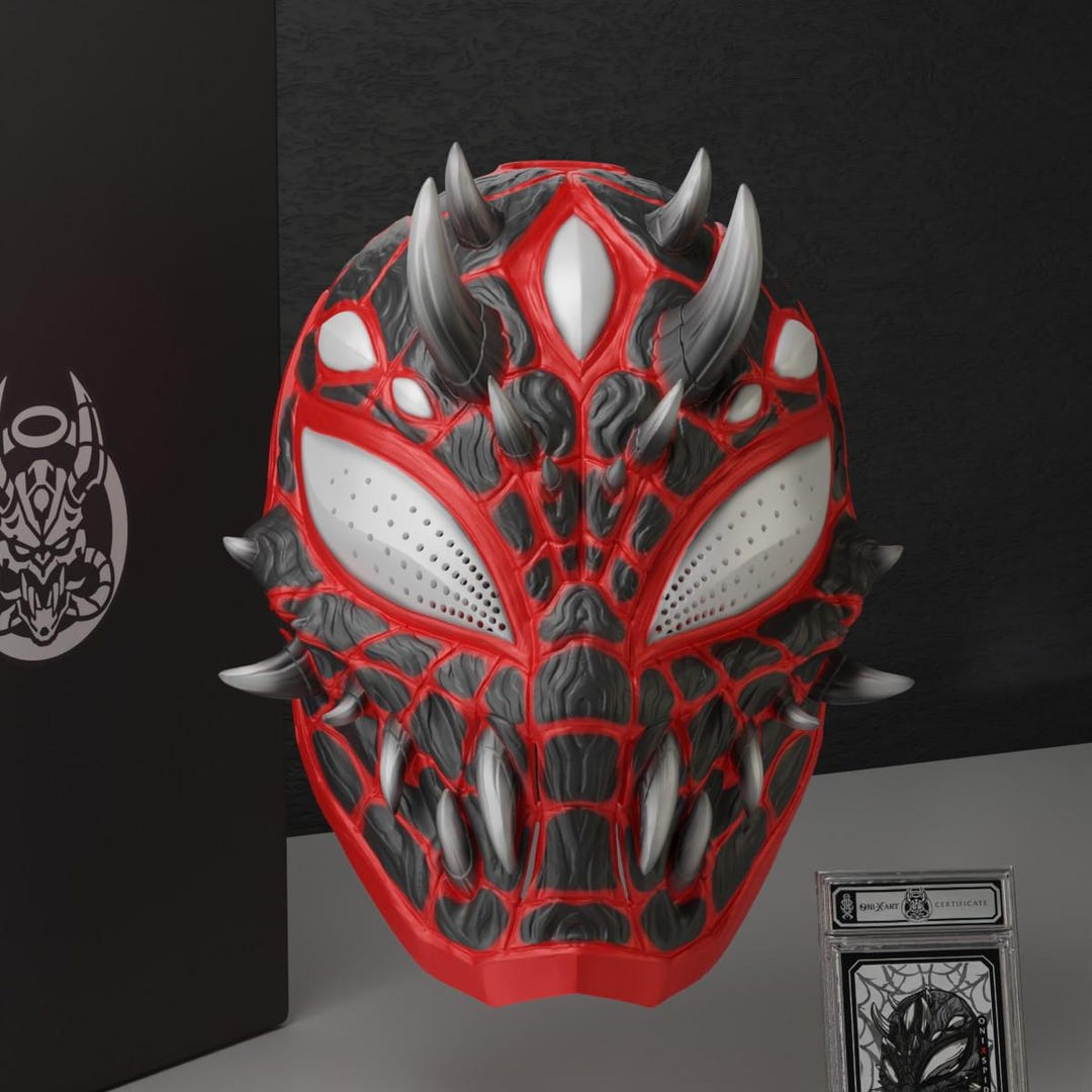 Hand Painted Oni Mask – Limited Edition Spider Design, Signed Art - Etsy