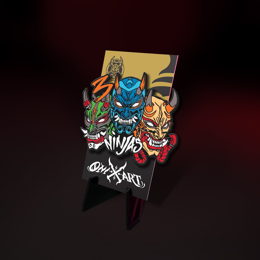 Enamel Pins - Gift Ideas - Collection - 3 Ninjas Oni Masks Pin - Etsy