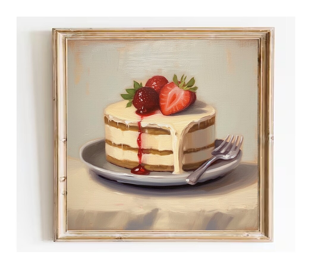 Strawberry Dessert Art Prints, Food Art, Wall Decor, Dessert Whimsical ...