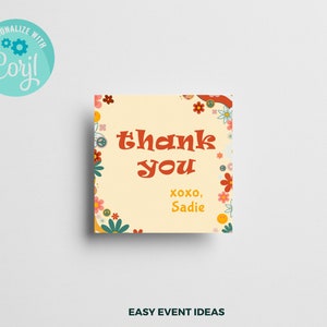 Retro Birthday Gift Tag, Groovy Birthday Gift Tag, Party Hippie 70s ...