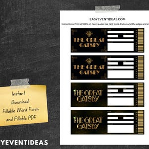 Great Gatsby Ticket, Editable Musical Souvenir (instant Download) - Etsy