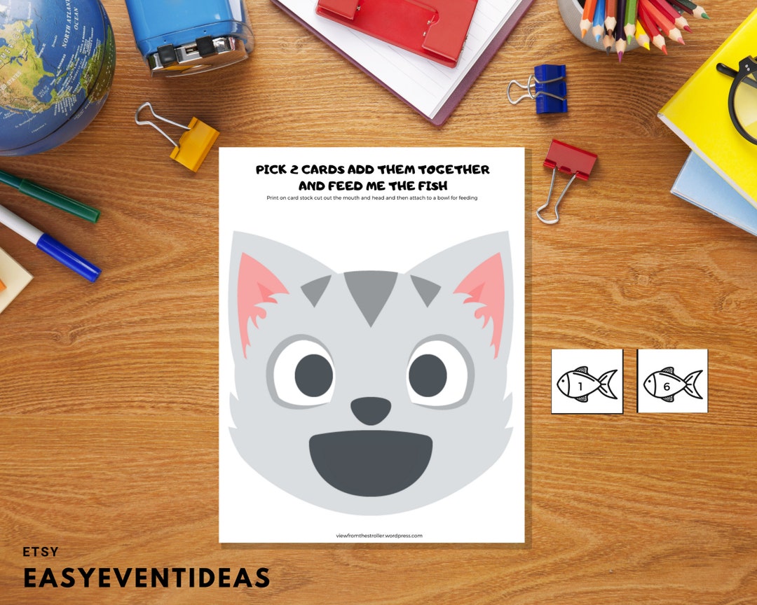 Pre K Kindergarten Cat Math Addition and Counting Game Instant Download ...