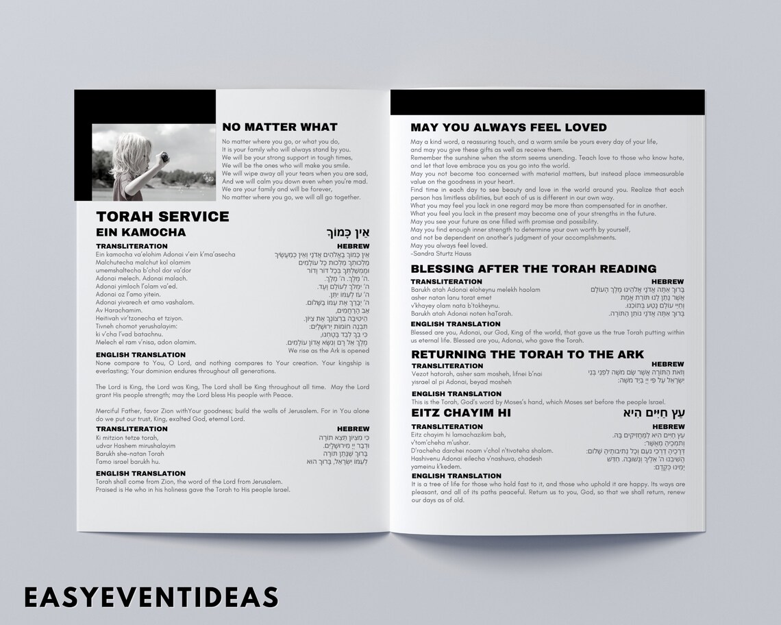 Custom Mitzvah Program Prayer Booklet, Bat Mitzvah Program, Bar Mitzvah ...