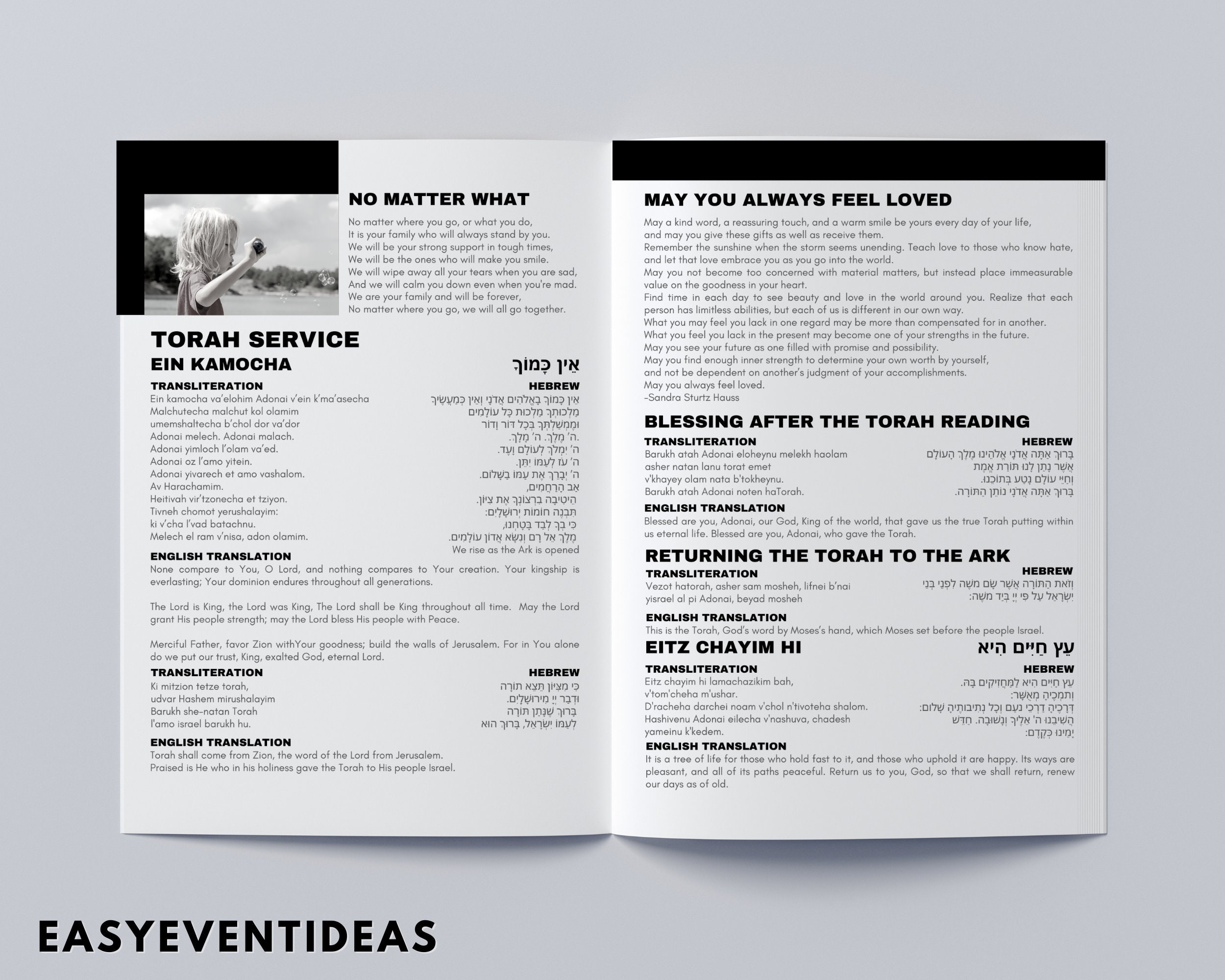 Custom Mitzvah Program Prayer Booklet, Custom Bat Mitzvah Program, Bar ...