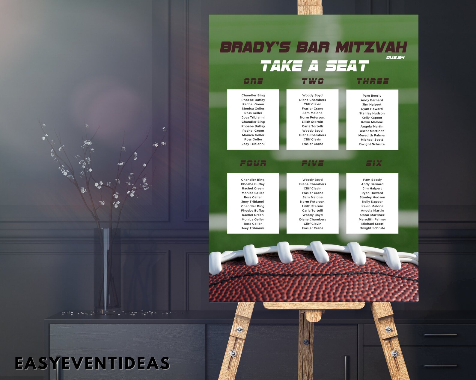Sports Mitzvah Seating Chart, Sport Themed Mitzvah Seating Chart ...