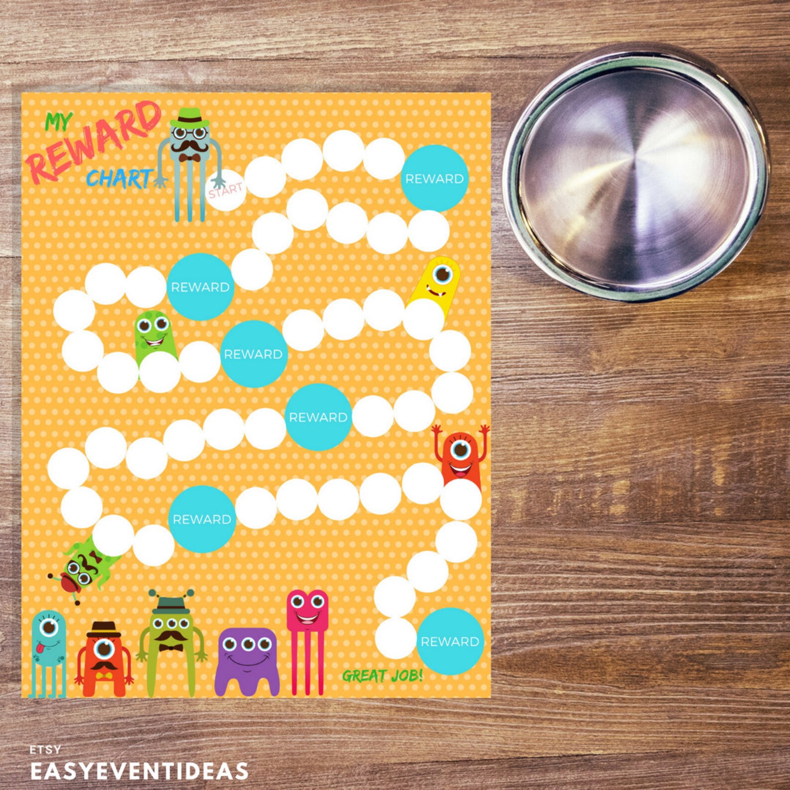 Printable Monster Sticker Potty Chart Sticker Reward Chart| Printable ...