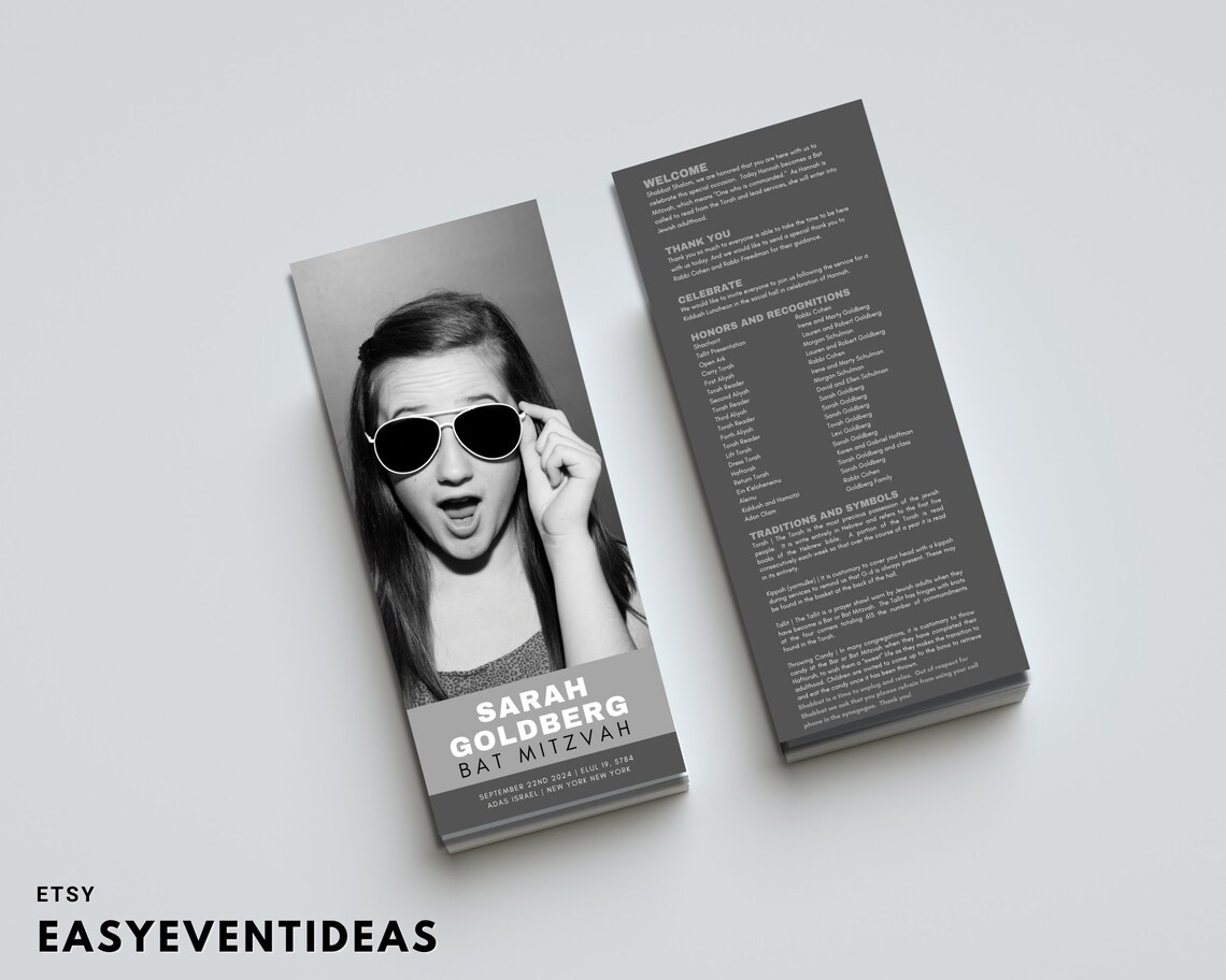 Bar Mitzvah Program Bat Mitzvah Program Personalized Mitzvah Program ...