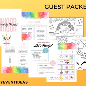 Unicorn Birthday Packet Unicorn Birthday Party Packet Birthday Instant ...