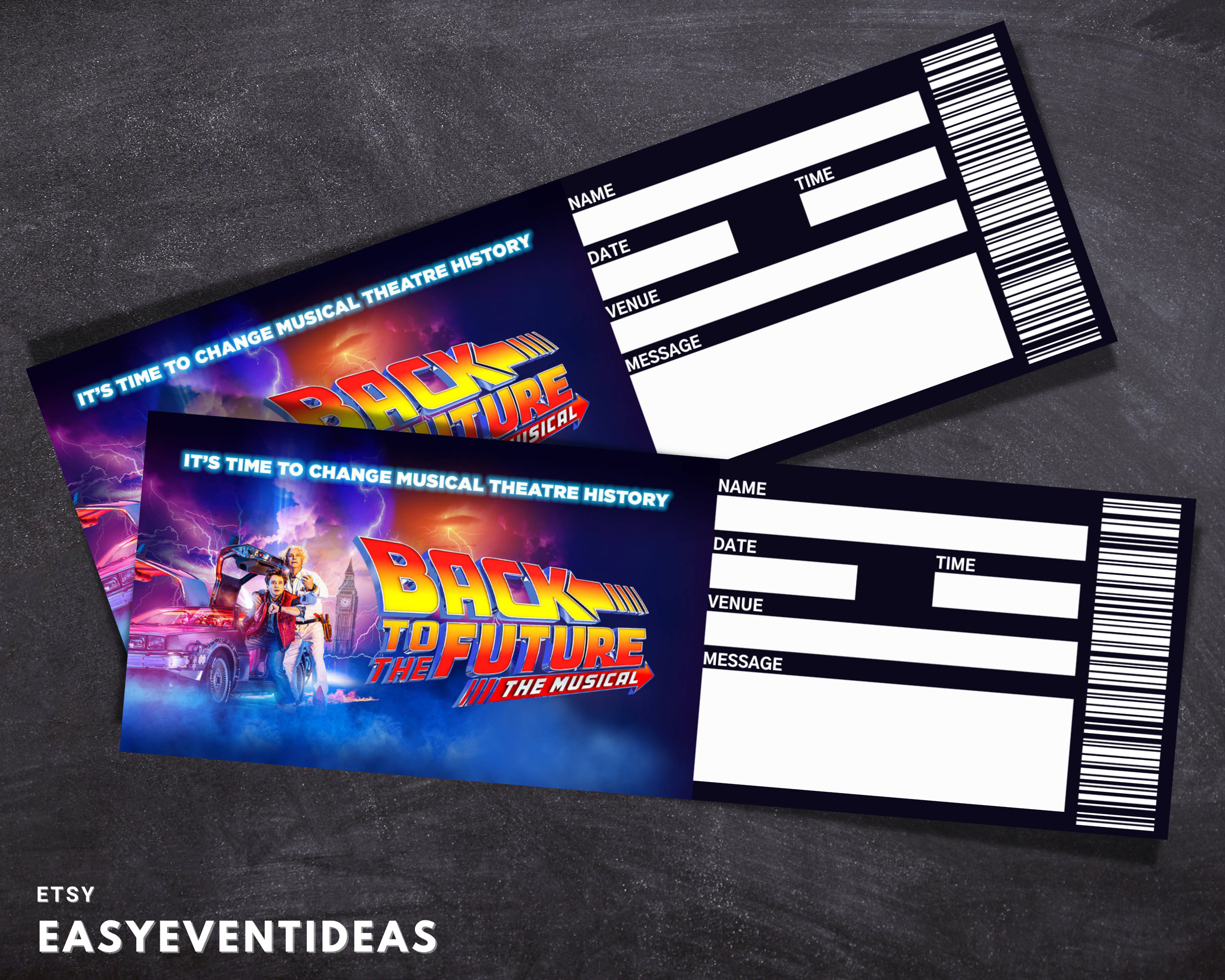 Printable Back to the Future Ticket | Editable Tickets | Musical Fake ...