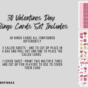 30 Printable Valentine's Day Bingo Cards, School Valentine's Day Party ...