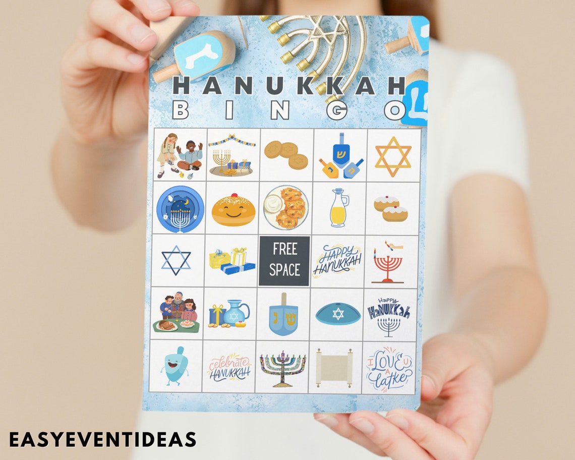 20 Printable Hanukkah Bingo Cards, School Hanukkah Party Game, Hanukkah ...