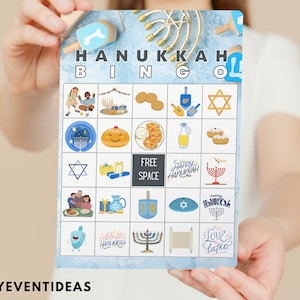 20 Printable Hanukkah Bingo Cards, School Hanukkah Party Game, Hanukkah ...