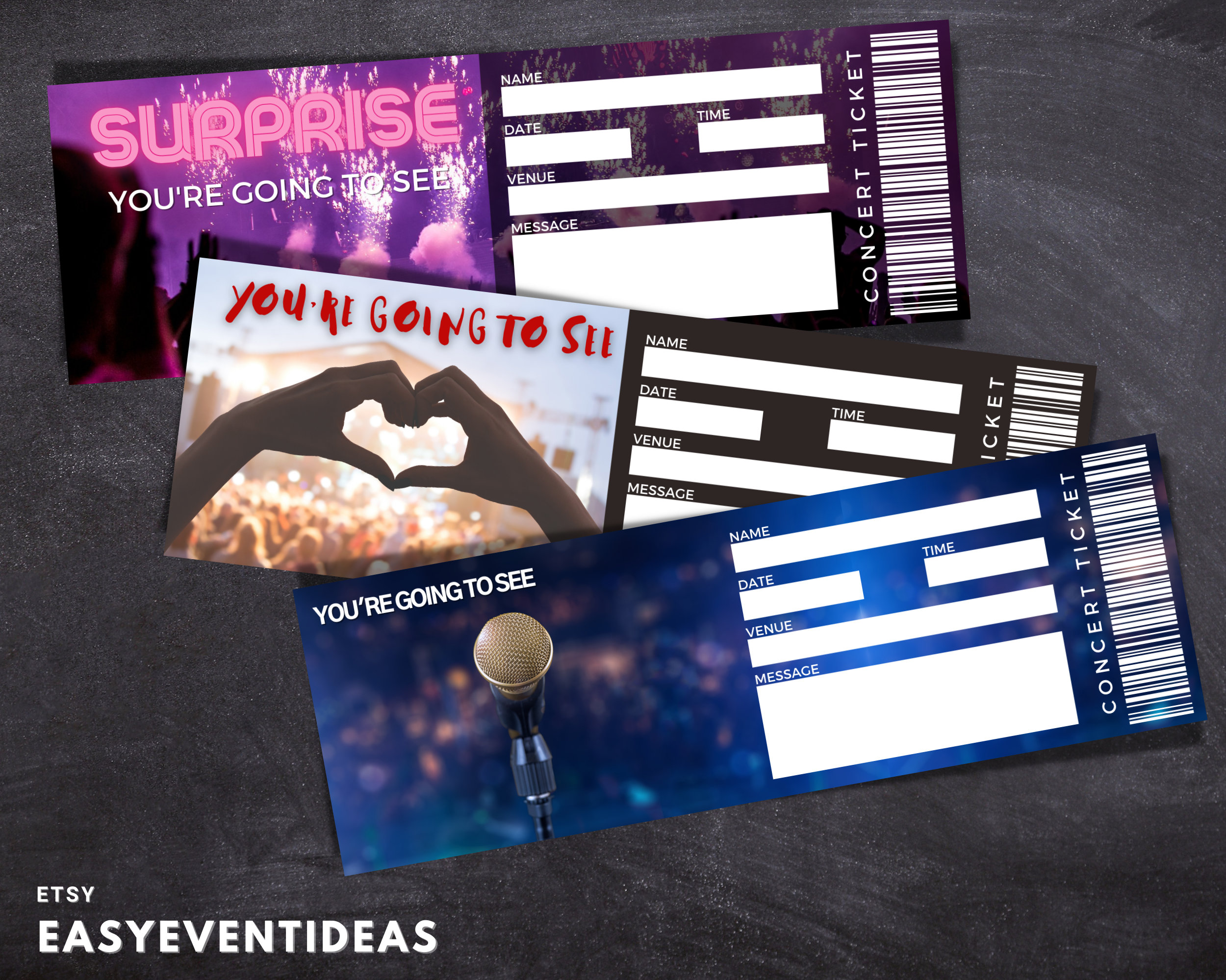 Printable Surprise Concert Ticket | Editable Tickets | Fake Surprise ...