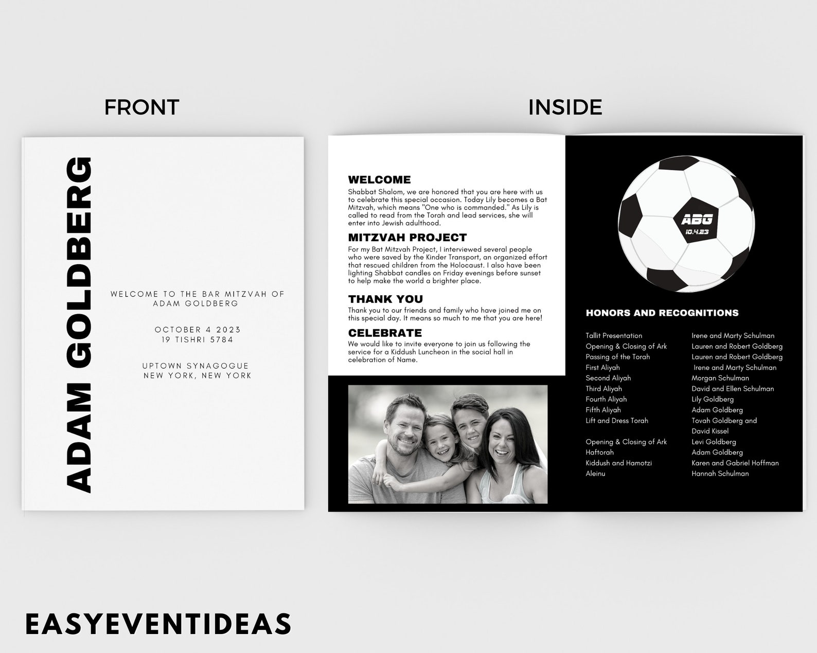 Bar Mitzvah Program, Bat Mitzvah Program, Personalized Folded Mitzvah ...