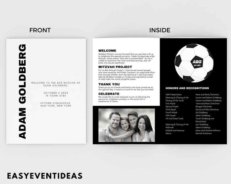 Bar Mitzvah Program, Bat Mitzvah Program, Personalized Folded Mitzvah ...