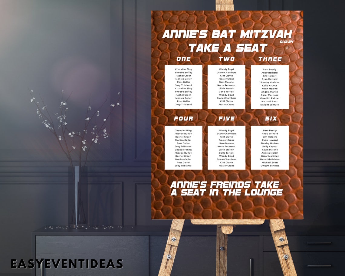 Sports Mitzvah Seating Chart Sport Themed Mitzvah Seating - Etsy