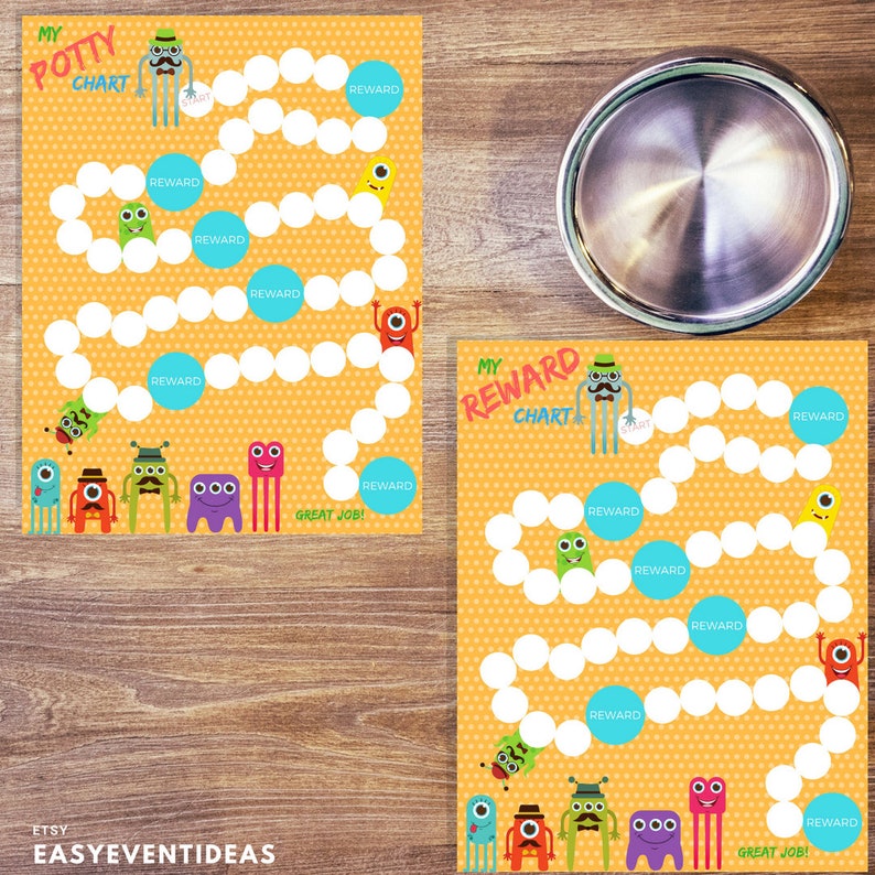 Printable Monster Sticker Potty Chart Sticker Reward Chart| Printable ...