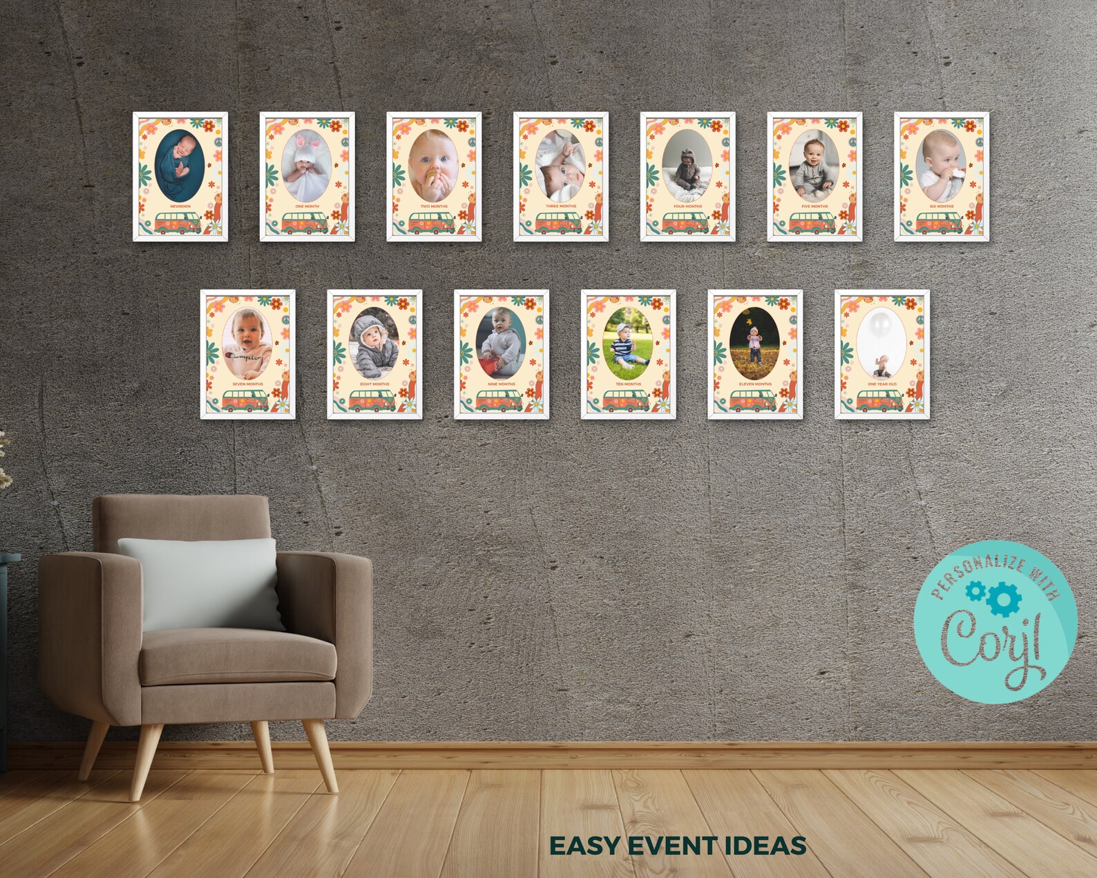 Retro Birthday Photo Banner, Groovy Birthday Photo's, Party Hippie 70s ...