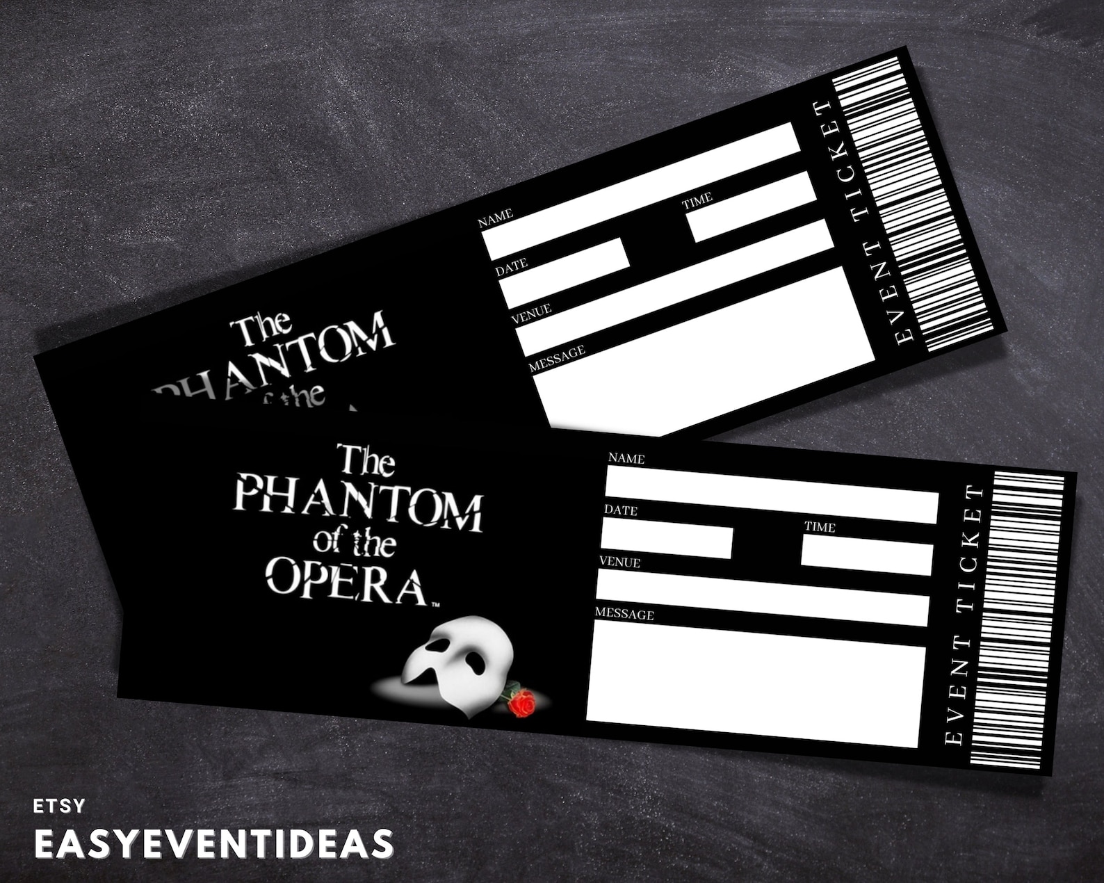 Printable Phantom of the Opera Ticket | Editable Tickets | Musical Fake ...