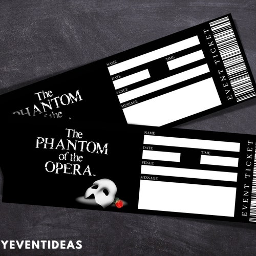 CUSTOM Tickets the Phantom of the Opera Broadway Musical - Etsy