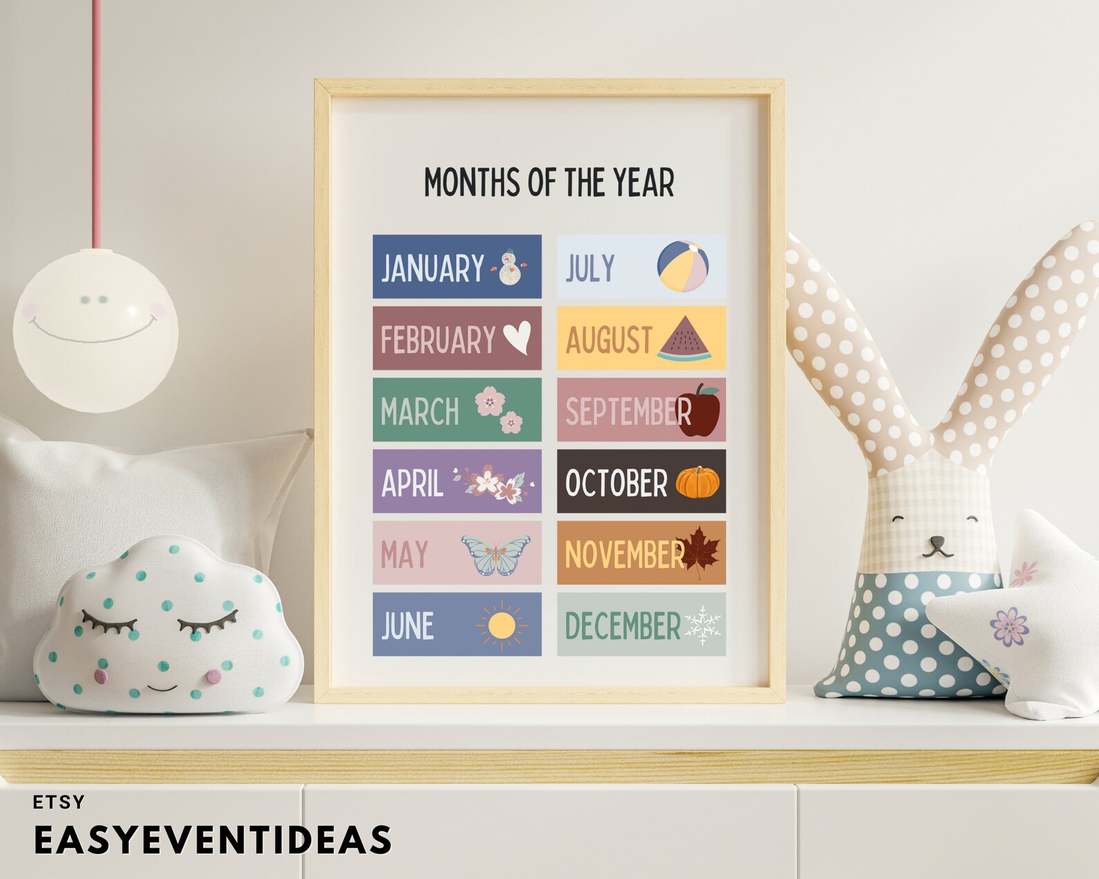 Educational Months Poster Homeschool Printable Classroom Poster Months ...