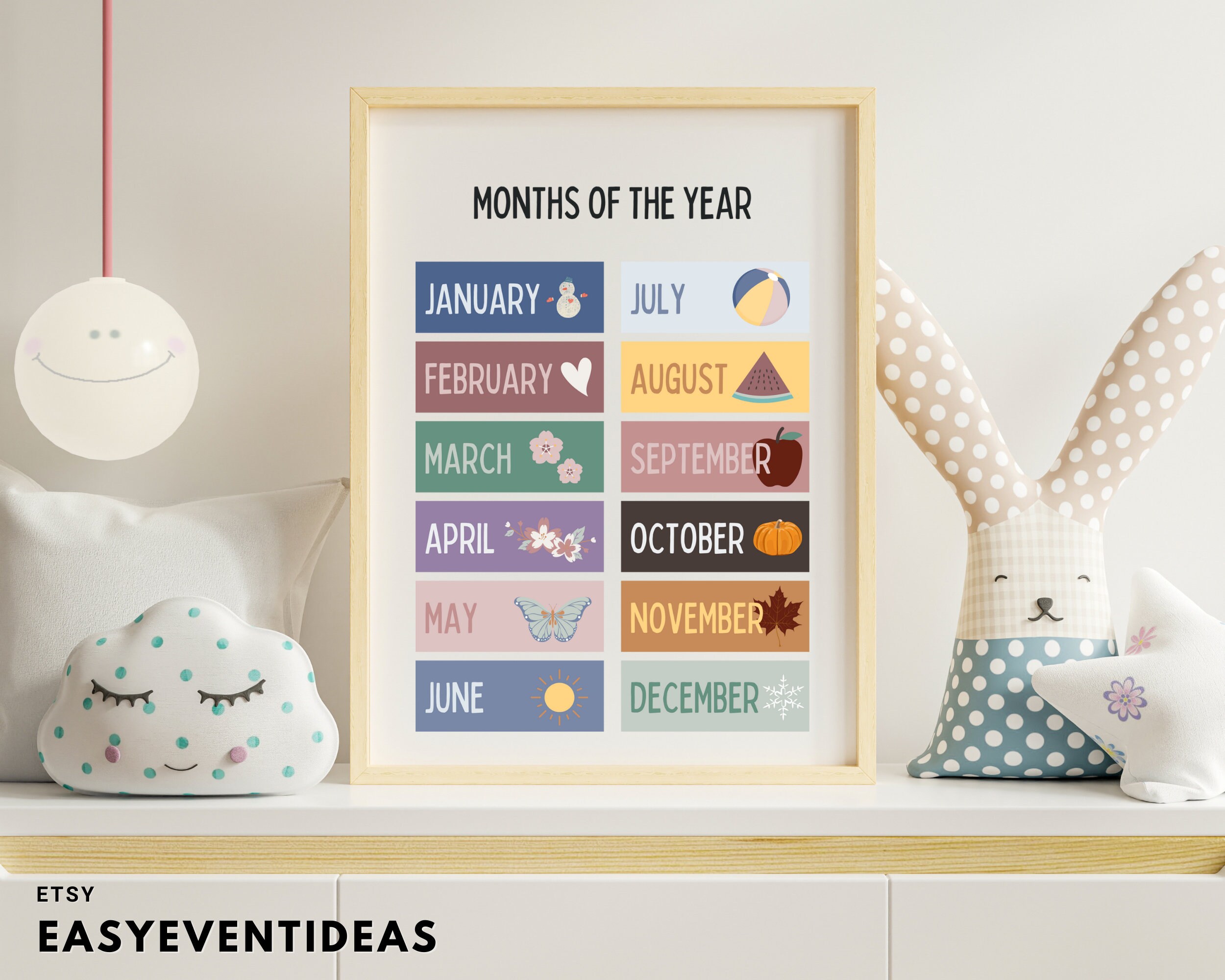 Educational Months Poster Homeschool Printable Classroom Poster Months ...
