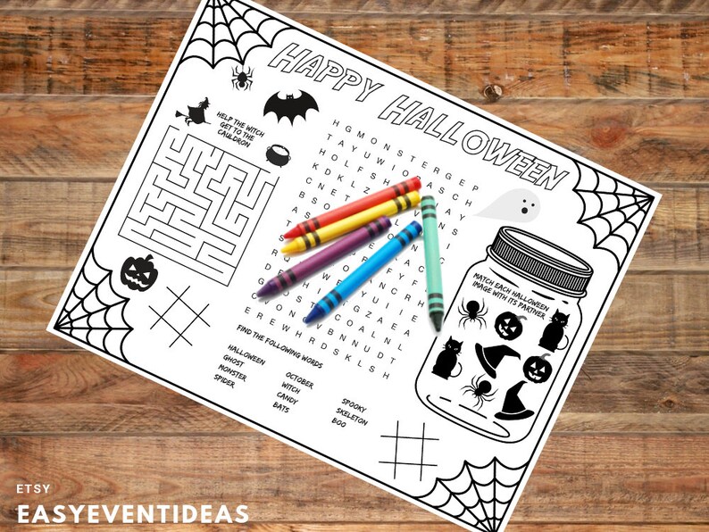 Kids Halloween Activity Printable Placemat, Halloween Printable ...