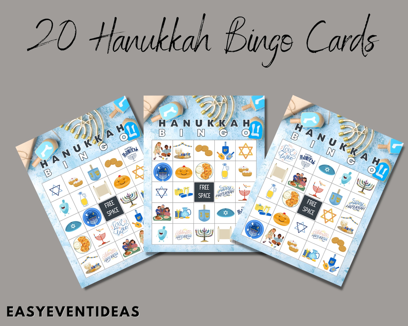 20 Printable Hanukkah Bingo Cards, School Hanukkah Party Game, Hanukkah ...