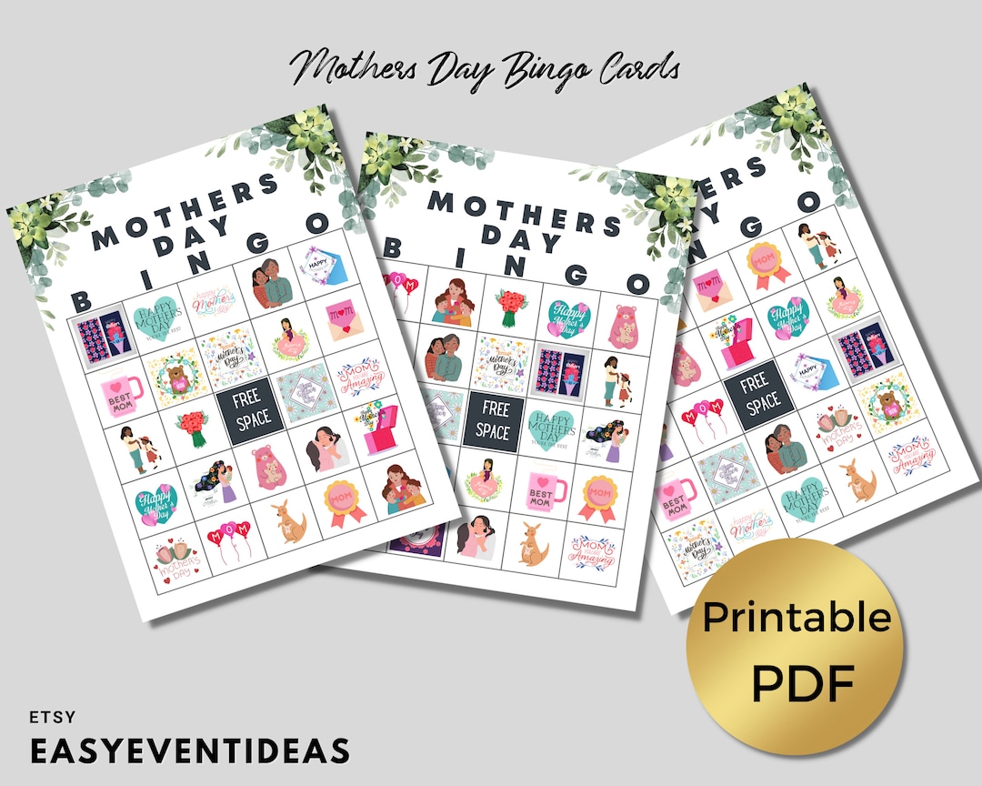 Mothers Day Bingo Cards | Mothers Day Party Game | Mothers Day Memory ...