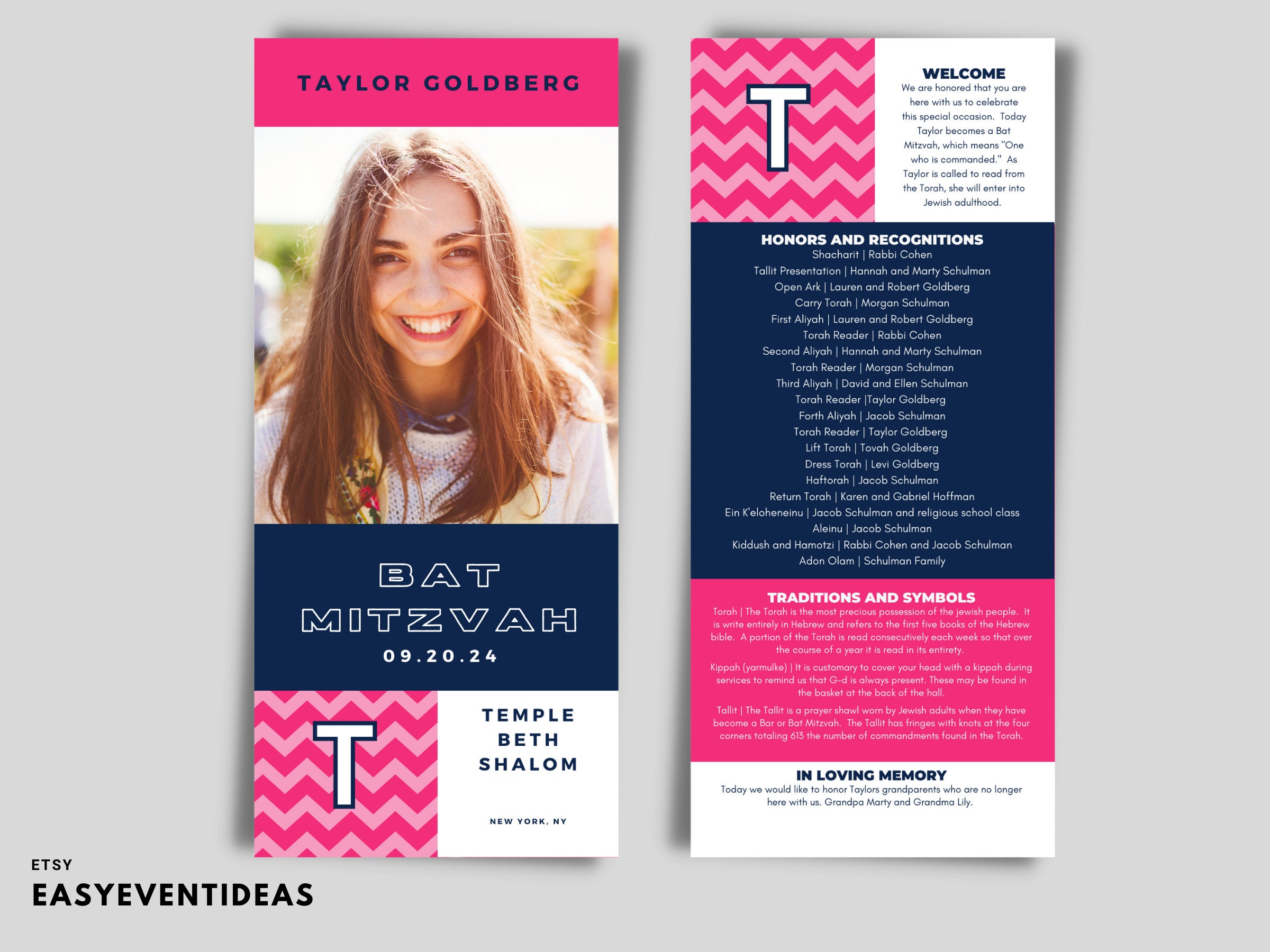 Block Bar Mitzvah Program | Bat Mitzvah Program | Personalized Mitzvah ...