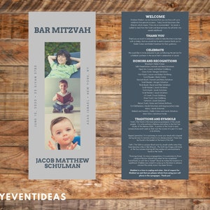 Bar Mitzvah Program, Bat Mitzvah Program, Personalized Rack Card ...