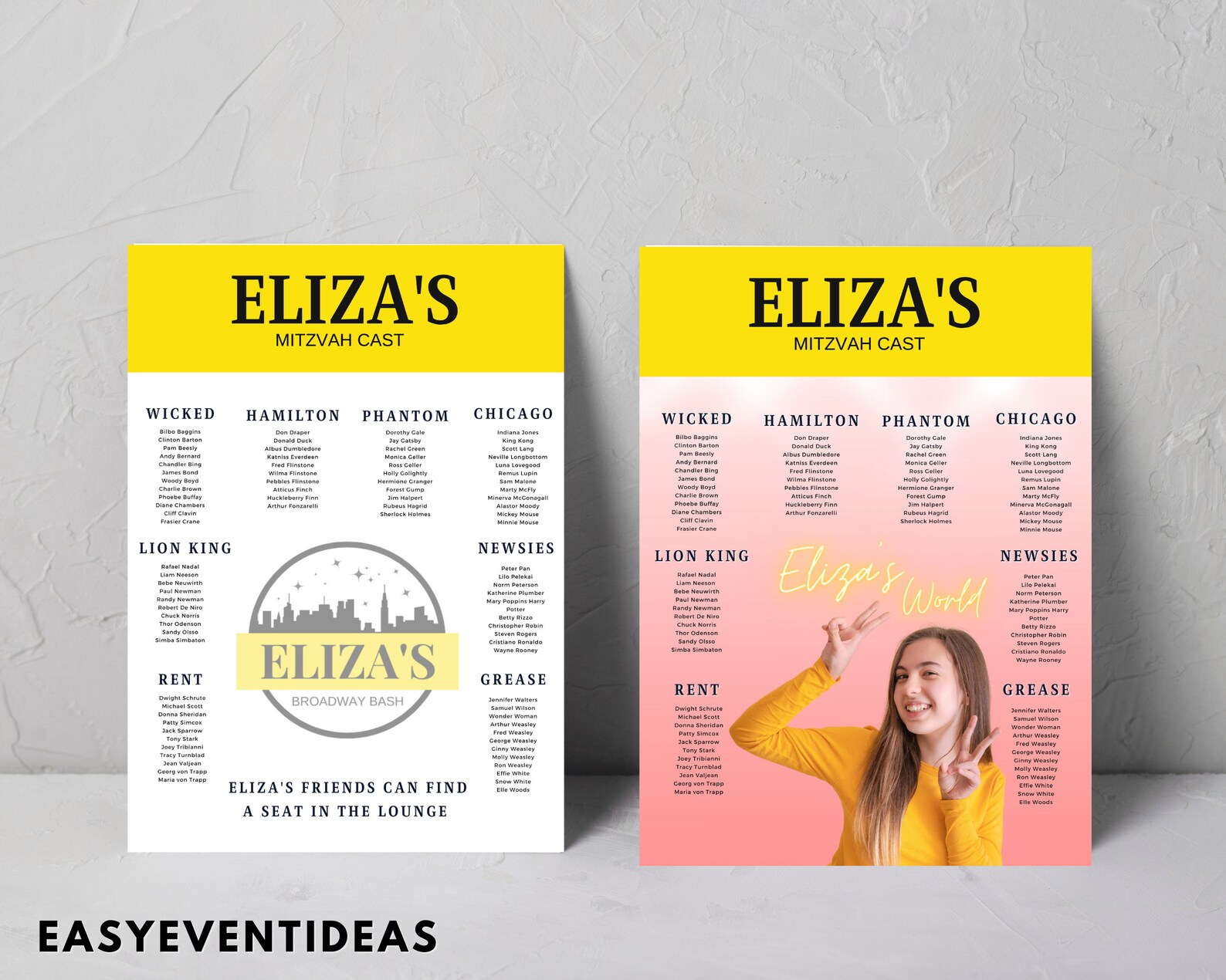 Broadway Playbill Mitzvah Seating Chart, Broadway Themed Mitzvah ...