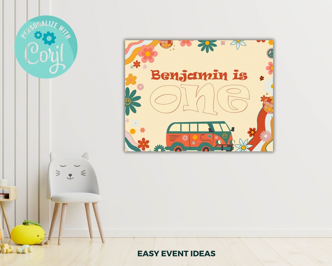 Groovy 70s Birthday Backdrop, Hippie Party Decor (editable Template) - Etsy